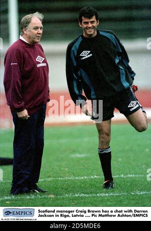 Scotland football manager Craig Brown flanked by his son John and ...