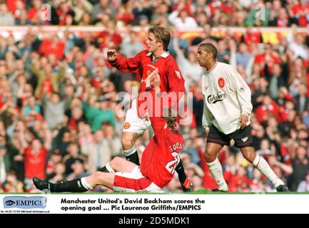 Manchester United's David Beckham scores his side's second goal against ...