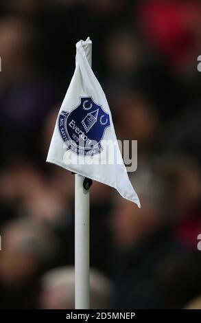 Everton Football Club crest on display on the exterior of Goodison Park ...
