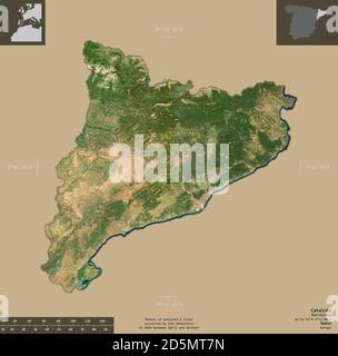 Cataluna, autonomous community of Spain. High resolution satellite map ...