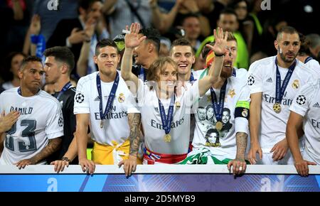 (L-R) Luka Modric, Karim Benzema, Sergio Ramos (Real), MAY 21, 2017 ...