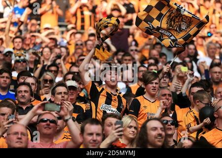 Hull City fans in the stands during the Sky Bet Championship play-off ...