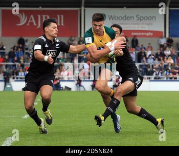 New Zealand's Stephen Perofeta, left, works out during the All Blacks ...