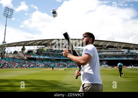A Kia Master Blaster launches t-shirts into the crowd Stock Photo - Alamy