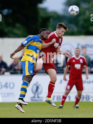 Solihull Moors' Trialist and Birmingham City's Josh Cogley battle for ...