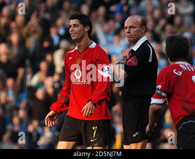 Manchester United's Cristiano Ronaldo is sent off by referee Steve ...