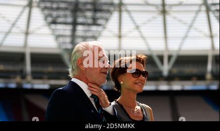 David Gold and fiance Lesley Manning at London Stadium prior to kick ...
