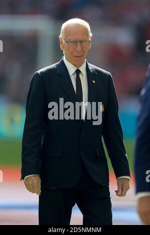 Former Manchester United player Sir Bobby Charlton leaves the funeral ...