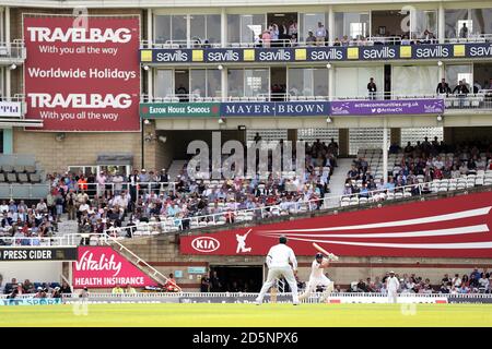 Cricket fans watch the action at the Kia Oval Stock Photo - Alamy