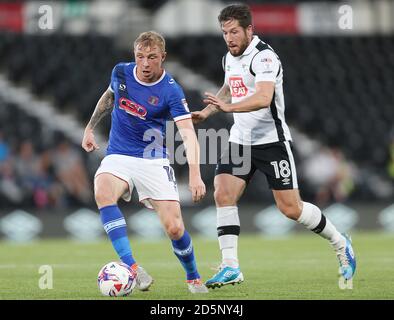 Derby County's Jacob Butterfield and Carlisle United's Nicky Adams ...