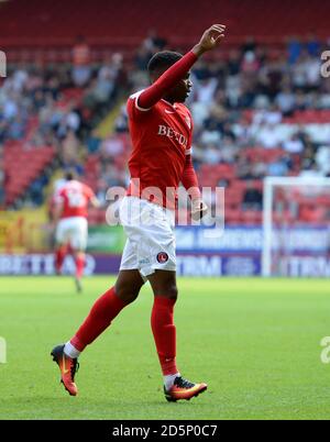 Charlton Athletic's Ademola Lookman celebrates scoring their first goal ...
