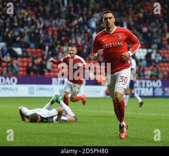 Charlton Athletic's Lee Novak celebrates scoring his side's first goal ...