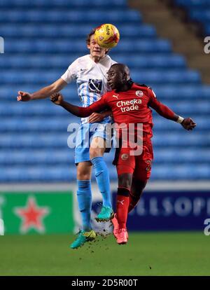 Coventry City's Callum Maycock (left) and Kyle Spence during a training ...