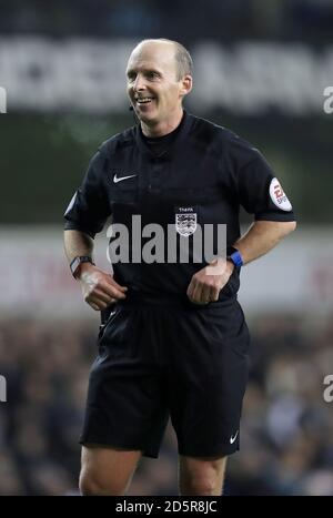 Match referee Mike Dean during the Premier League match at the AMEX ...