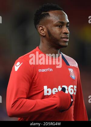 Stoke City's Saido Berahino (right) during the Premier League match at ...