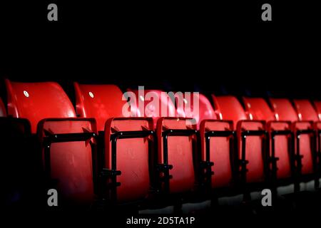 Seats in the Doug Ellis stand before kick-off Stock Photo - Alamy
