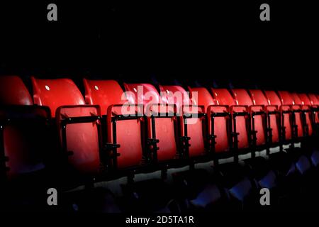 Seats in the Doug Ellis stand before kick-off Stock Photo - Alamy