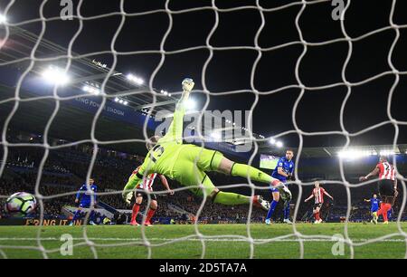 Leicester City's Islam Slimani scores his sides first goal of the game ...