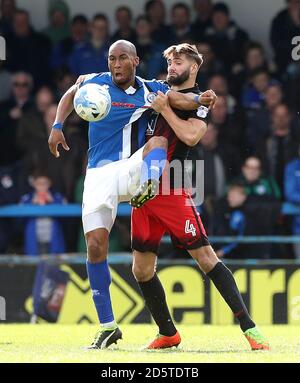 Rochdale's Calvin Andrew and Coventry City's Brandon Mason battle for ...