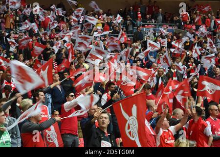 Arsenal fans in the stands before the Premier League match at Emirates ...