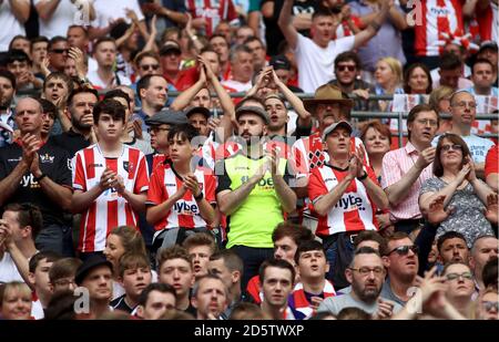 Exeter City fans in the stands during the Sky Bet League Two Playoff ...