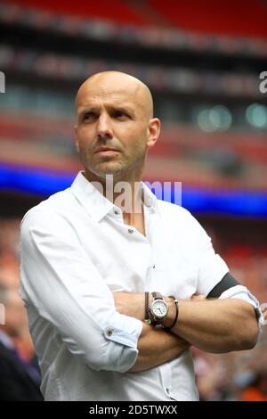 Exeter City manager Paul Tisdale gestures during the Sky Bet League Two ...