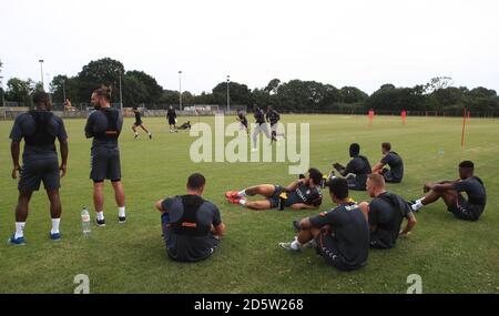 A general view during a training session at Stamford Bridge, London ...