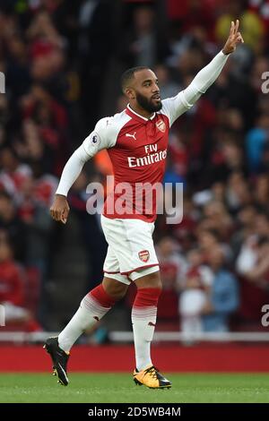 Arsenal's Alexandre Lacazette celebrates scoring his sides second goal ...