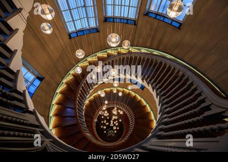 A general view of the Cecil Brewer spiral staircase, at Heals ...