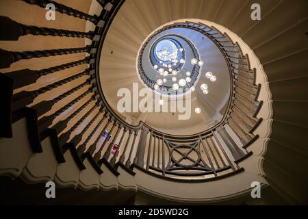 A general view of the Cecil Brewer spiral staircase, at Heals ...