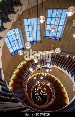 A general view of the Cecil Brewer spiral staircase, at Heals ...