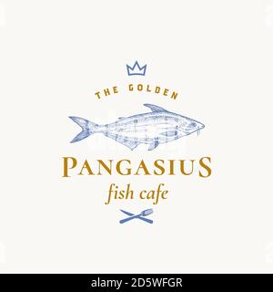 Pangasius Abstract Vector Sign, Symbol or Logo Template. Hand Drawn ...