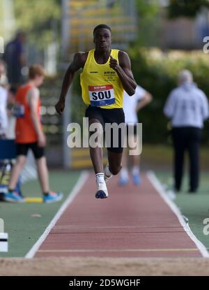England South's Dominic Ogbechie competes in the Boys Long Jump in the ...