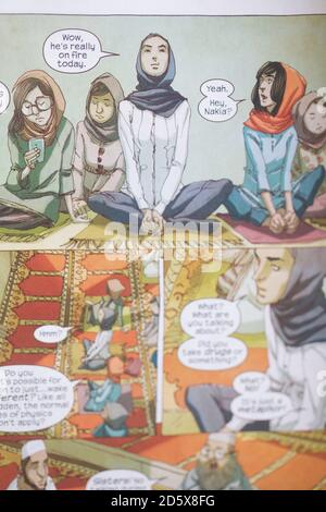Marvel comic interior close up of Ms Marvel, featuring a muslim ...