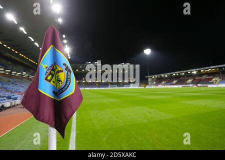 A general view of Turf Moor corner flag ahead of the Premier League ...