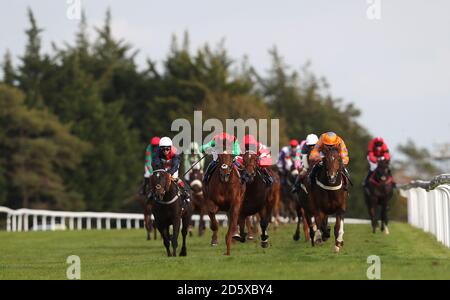 Quel Destin and jockey Megan Nicholls (right) in action in the Signs Express Handicap at Bath ...