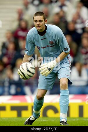 Heart of Midlothian goalkeeper Craig Gordon makes a save during the ...