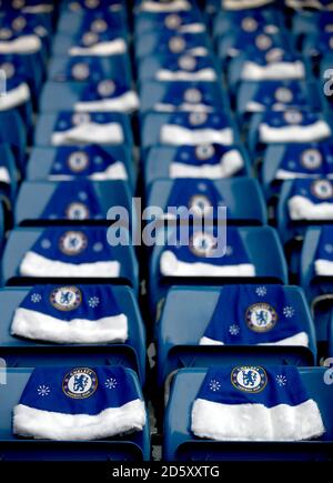 Chelsea santa hats in the stands Stock Photo - Alamy