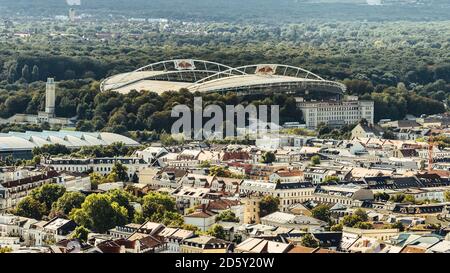 View of the Red Bull Arena, the stadium of RB Leipzig, in Leipzig ...
