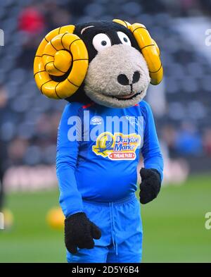 Derby County mascot Rammy the Ram, Nottingham Forest mascot Robin Hood ...