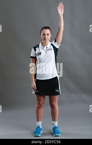 Umpire Kate Mann signalling goal not scored Stock Photo - Alamy