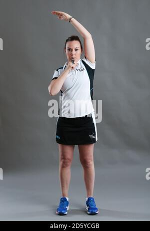 Umpire Natalie Gregan signalling start/restart of play Stock Photo - Alamy