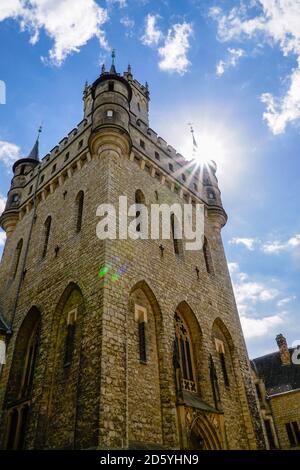 View of Marienburg Castle, a Gothic revival castle in Lower Saxony ...