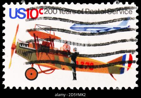 U.S. Postal Service Bicentennial Early Mail Plane and Jet 10c 1975 ...