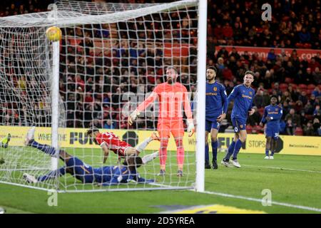 Middlesbrough's Rudy Gestede scores his 2nd goal as Hull City's Fikayo ...