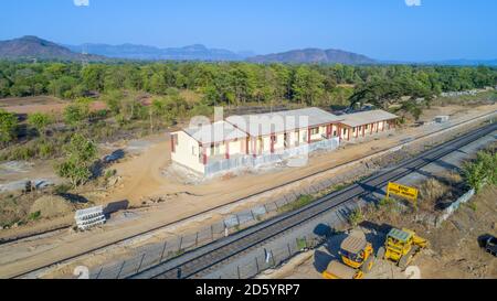 Aerial shot of the Dasgaon railway station under construction Stock ...