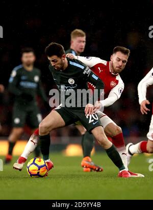 Manchester City's Bernardo Silva (left) and Chelsea's Enzo Fernandez ...