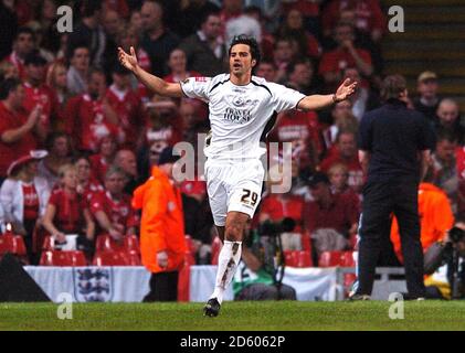 Swansea City's Rory Fallon celebrates his equalising goal Stock Photo ...