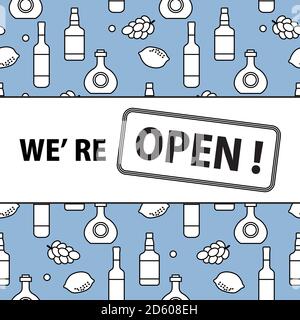 Vector illustration Reopening of liquor store alcohol shop bar after ...