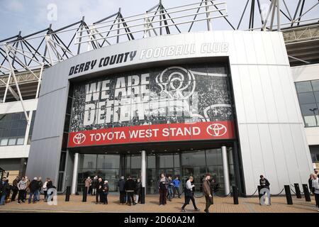 Derby County's supporters outside the stadium before the match at Pride ...